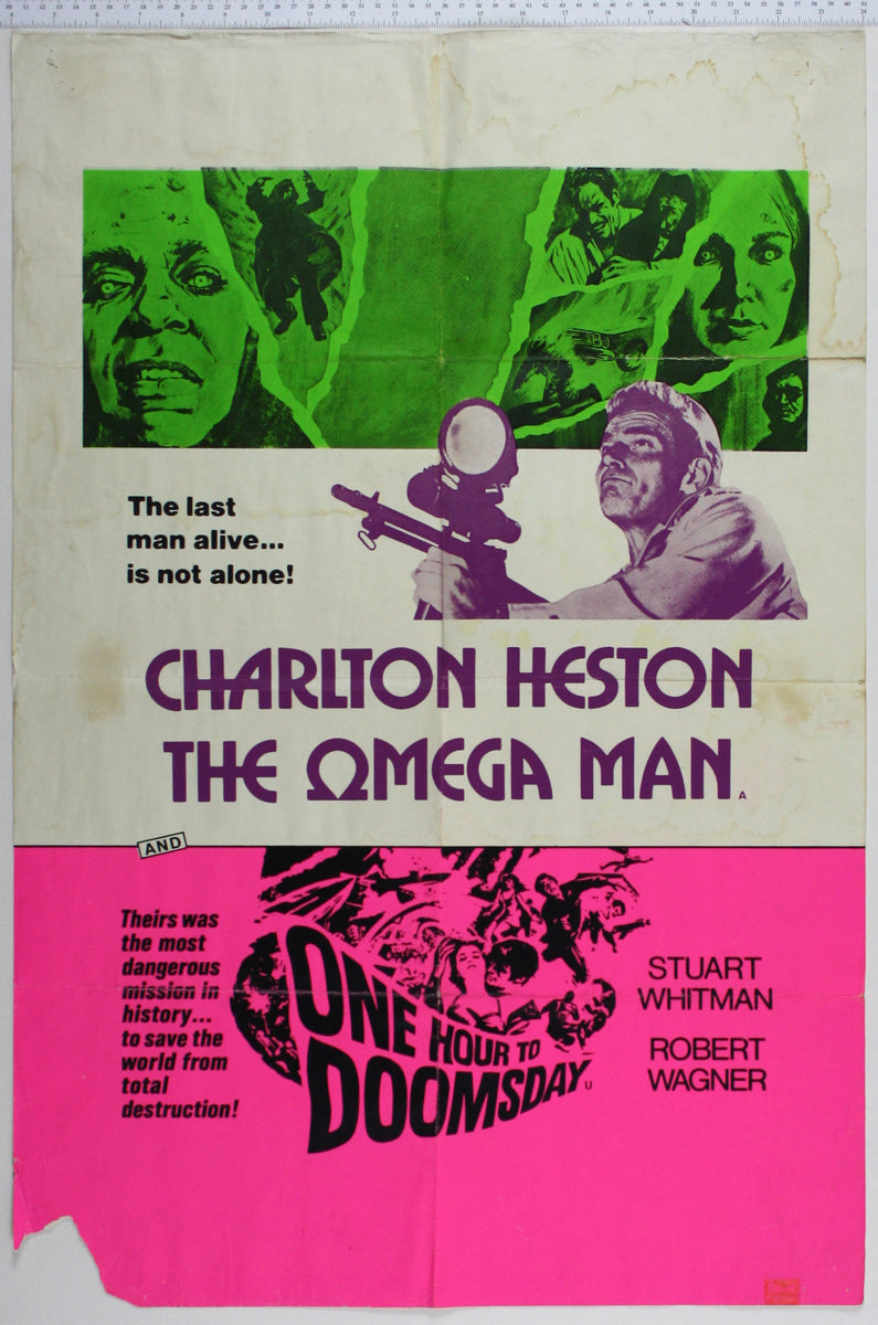 Omega Man / One Hour to Doomsday (both 1971) UK Double Crown Poster ...